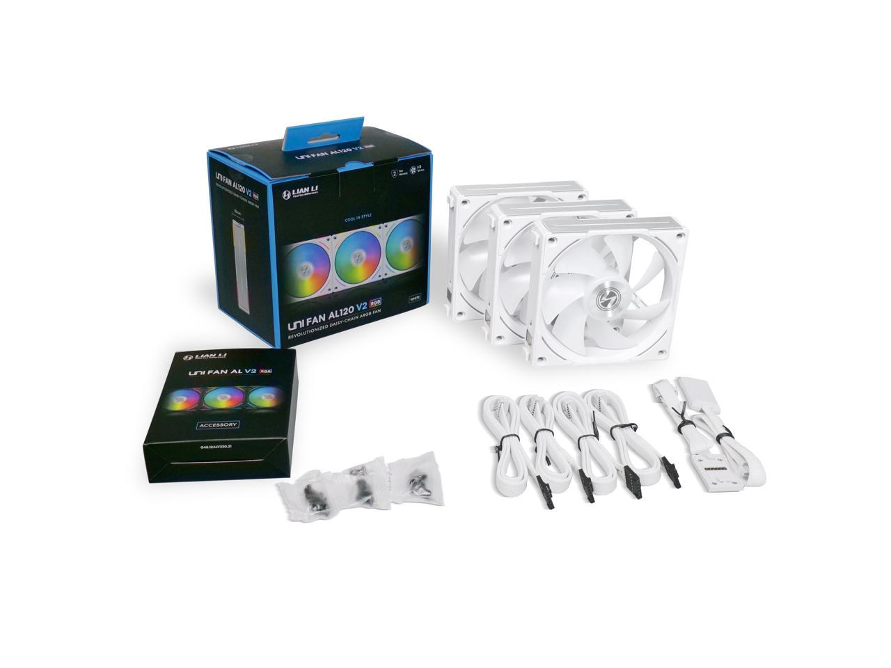 LIAN LI UNI Fan AL120 V2 RGB White 3x 120mm Fan Pack with Controller ...