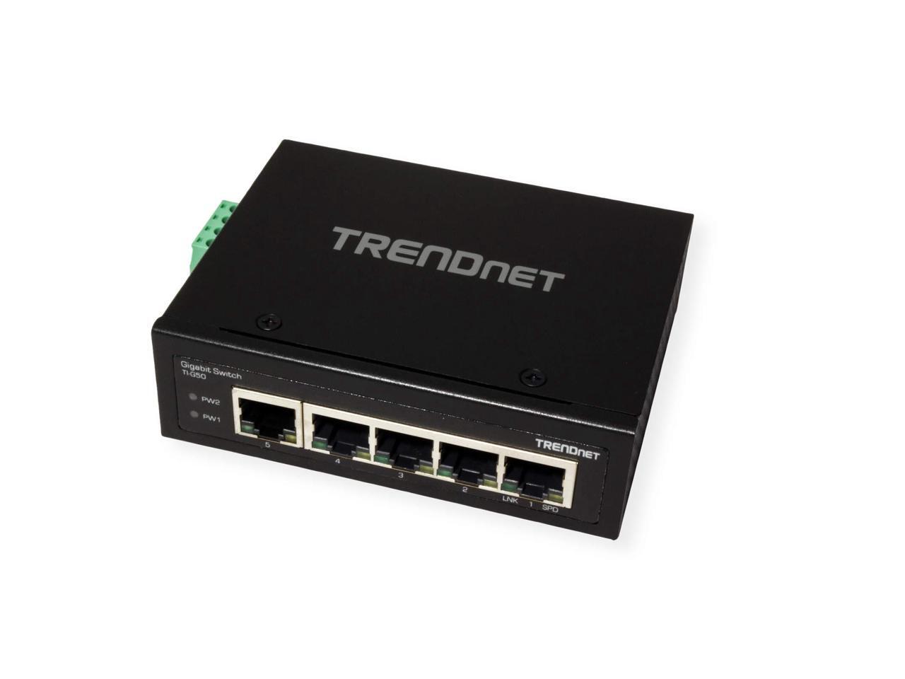 TRENDnet 5-Port Hardened Industrial Gigabit DIN-Rail Switch, 10 Gbps ...