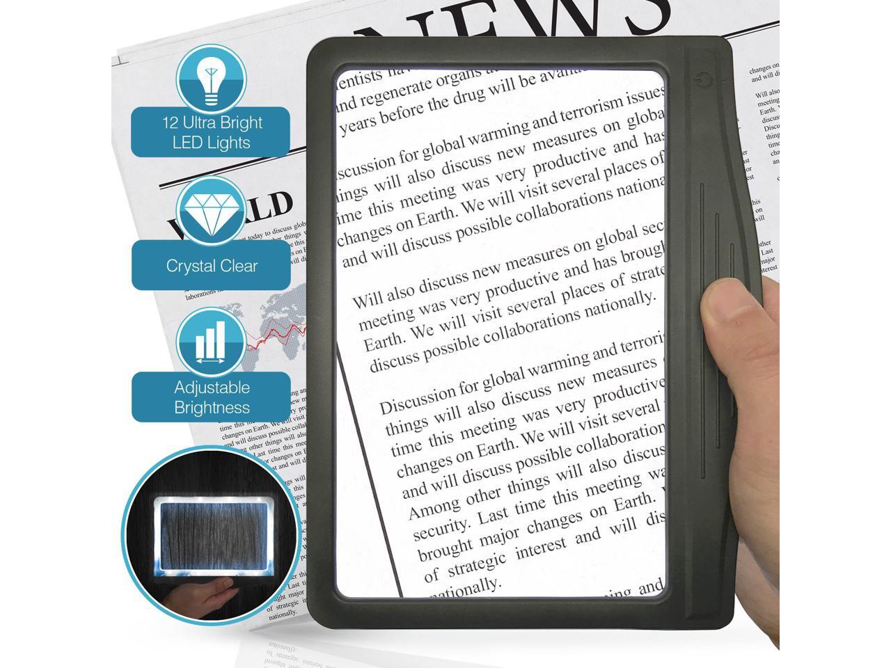 MagniPros 3X Large Ultra Bright LED Page Magnifier with 12 Anti-Glare ...