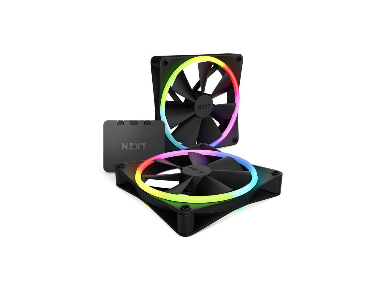 NZXT F140RGB Duo - 140mm Dual-sided RGB Fan - Twin Pack (Black) w/RGB ...