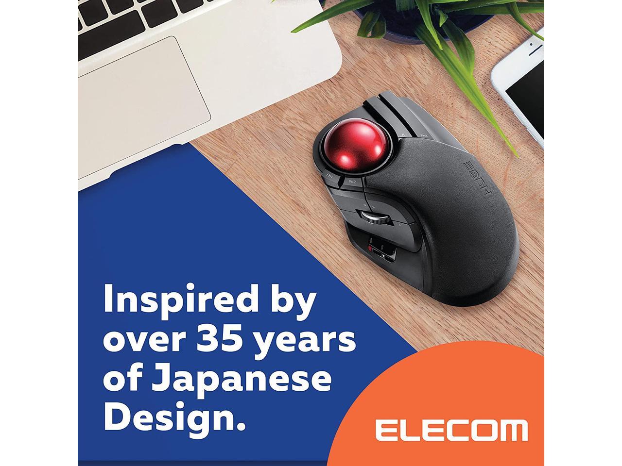ELECOM HUGE Trackball Mouse, 2.4GHz Wireless, Finger Control, 8-Button ...