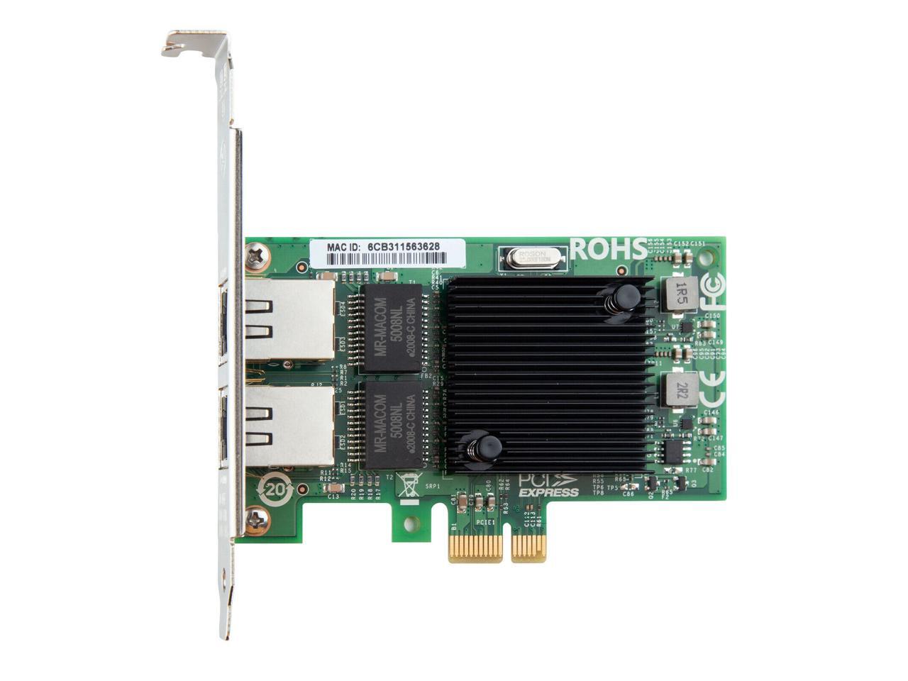 1.25G NIC Network Interface Card Dual RJ-45 Ports PCIe1.0, x1 Lane with ...