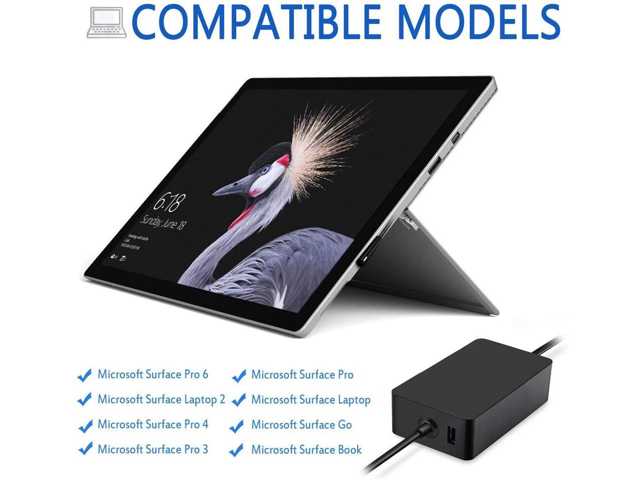 Surface Pro Charger, Compatible with Microsoft Surface 65W Power ...