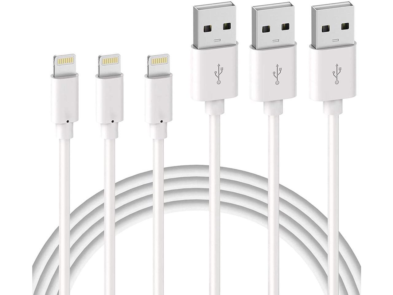 3Pack 6ft iPhone Charger Cable Long Lightning Heavy Duty Charging Cord ...