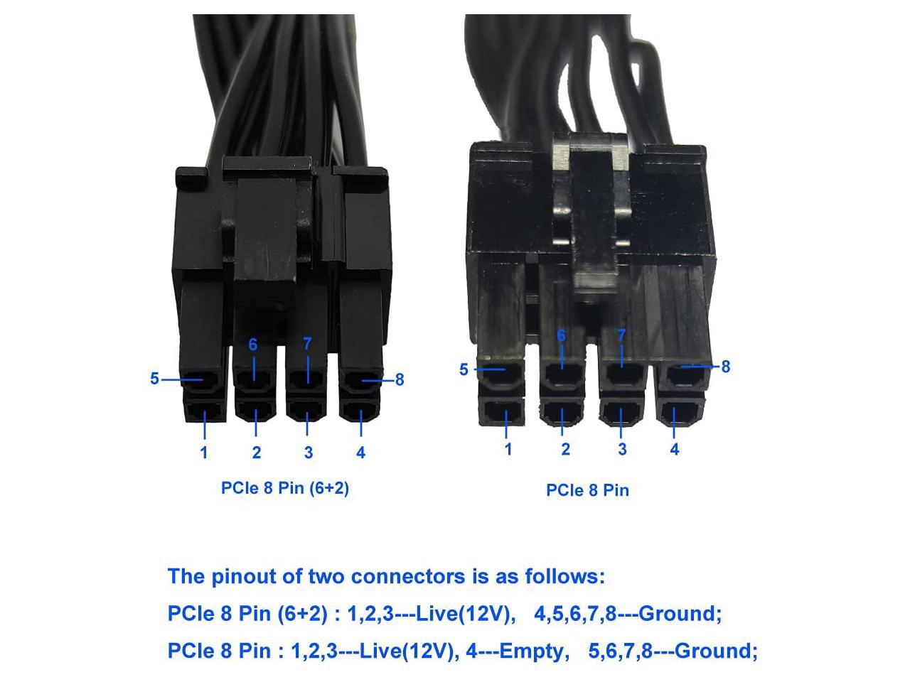 COMeap PCIe 8 Pin Male to Dual PCIe 2X 8 Pin (6+2) Male Power Adapter ...