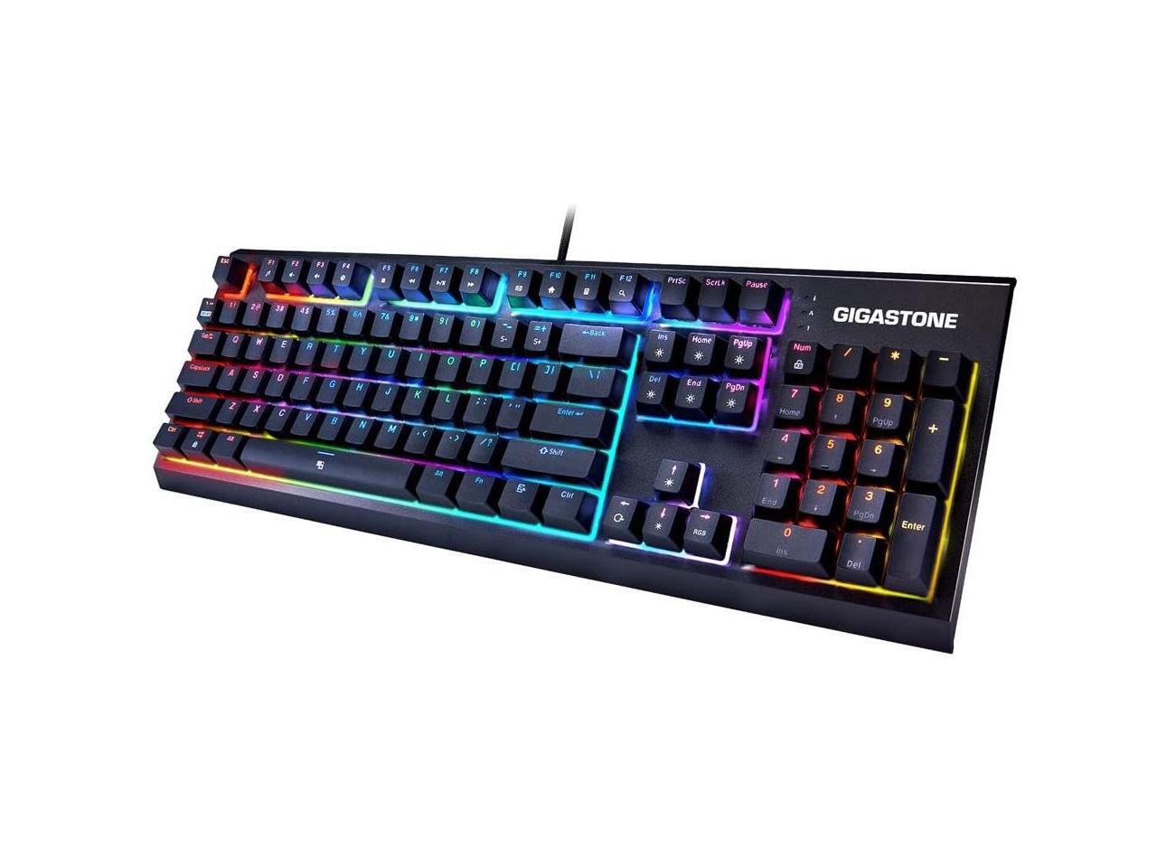 [Gigastone Mechanical Gaming Keyboard] Gaming Keyboard with LED RGB Backlit Keys, Brown Switches ...