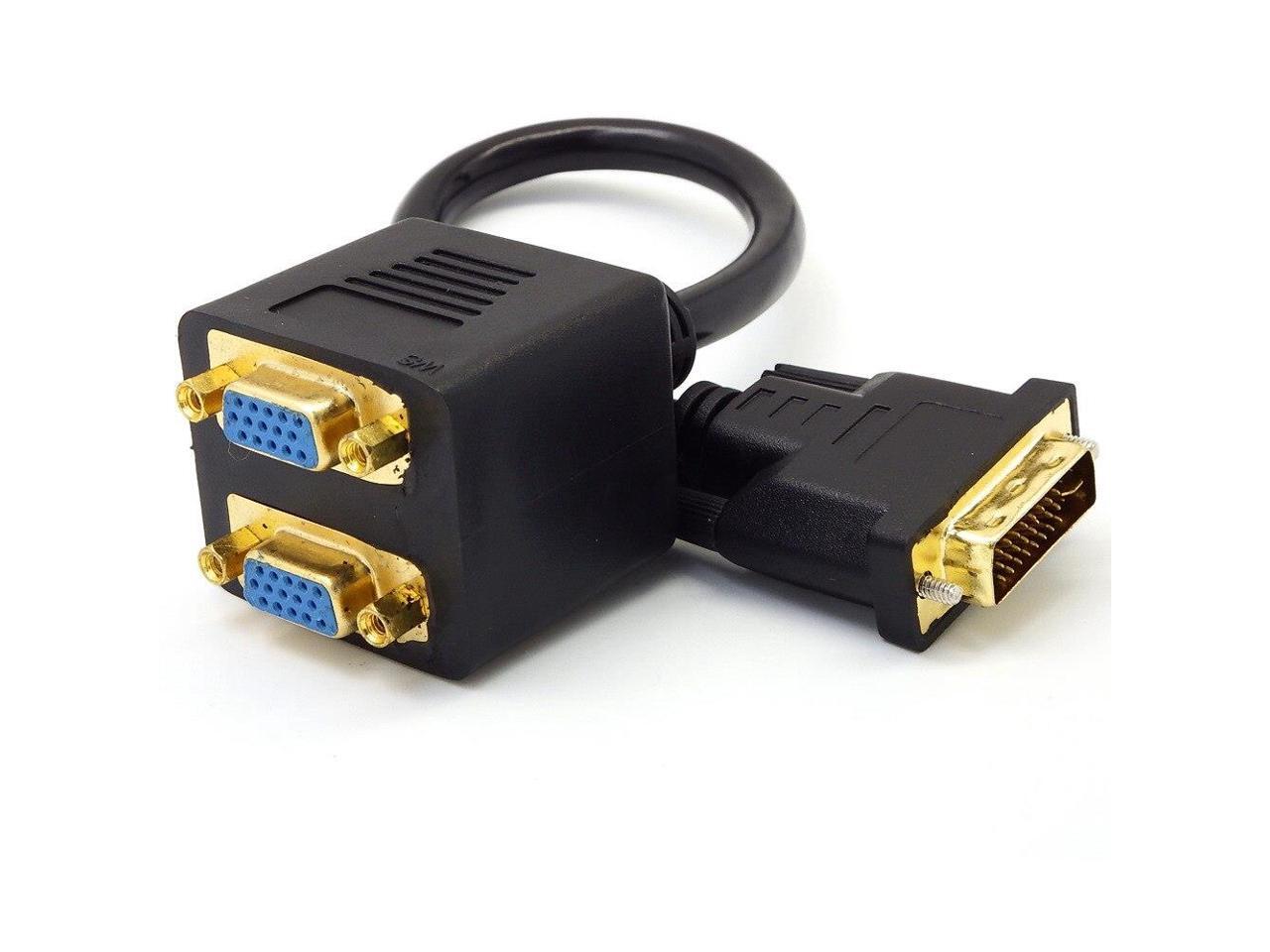 High Quality DVI-I 24+5 Pins Male to 2 Dual VGA Female Monitor Adapter ...