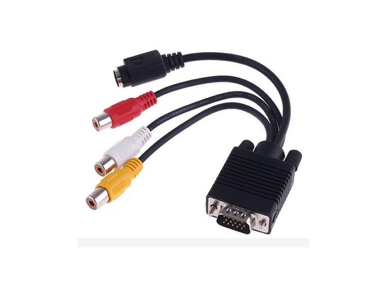 1PC VGA Male to S-Video 3 RCA Jack Female Composite AV TV Out Adapter ...