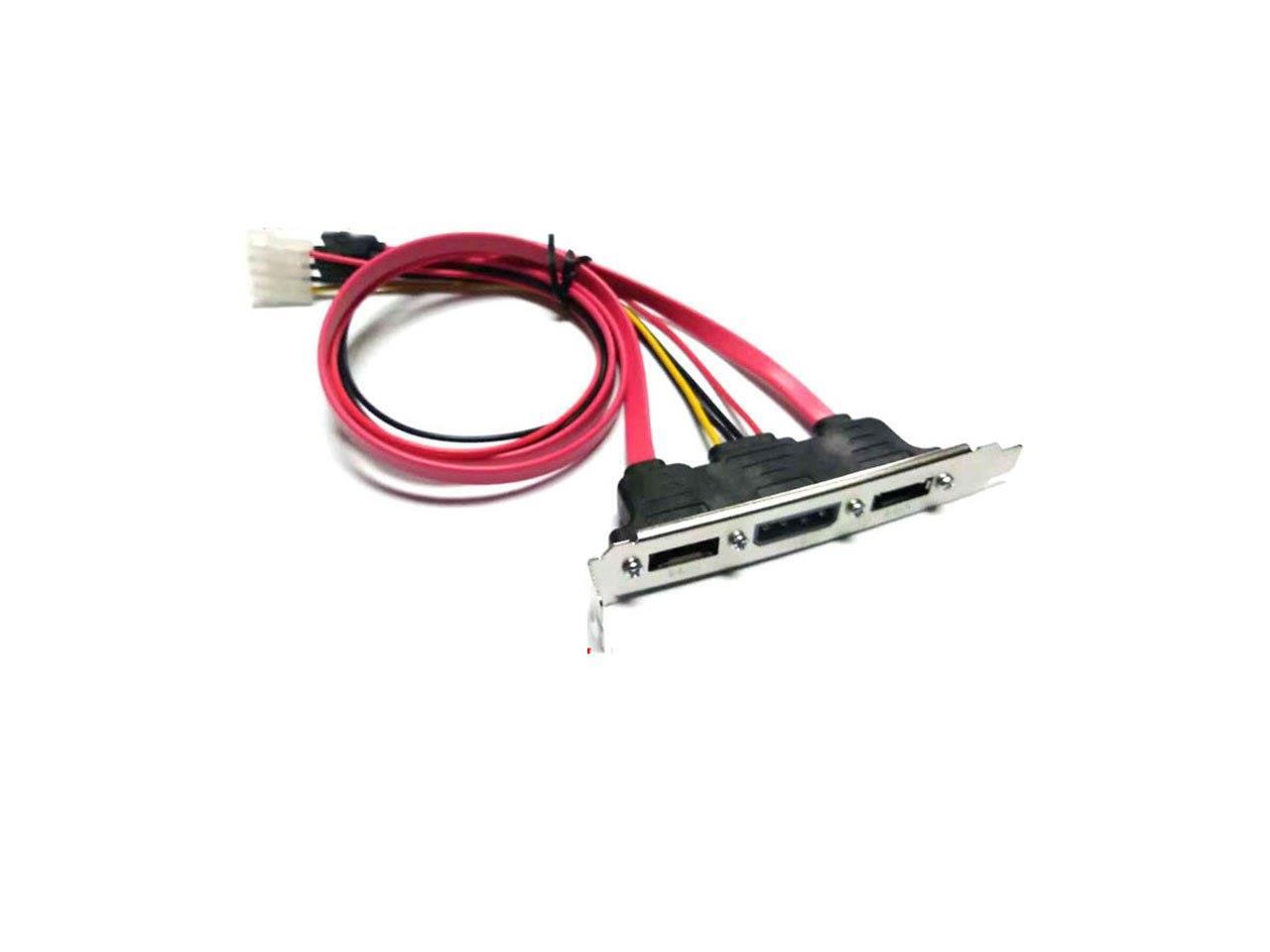 Dual SATA to 2 Ports eSATA + 4 Pin IDE Power PCI Bracket Slot Cable ...