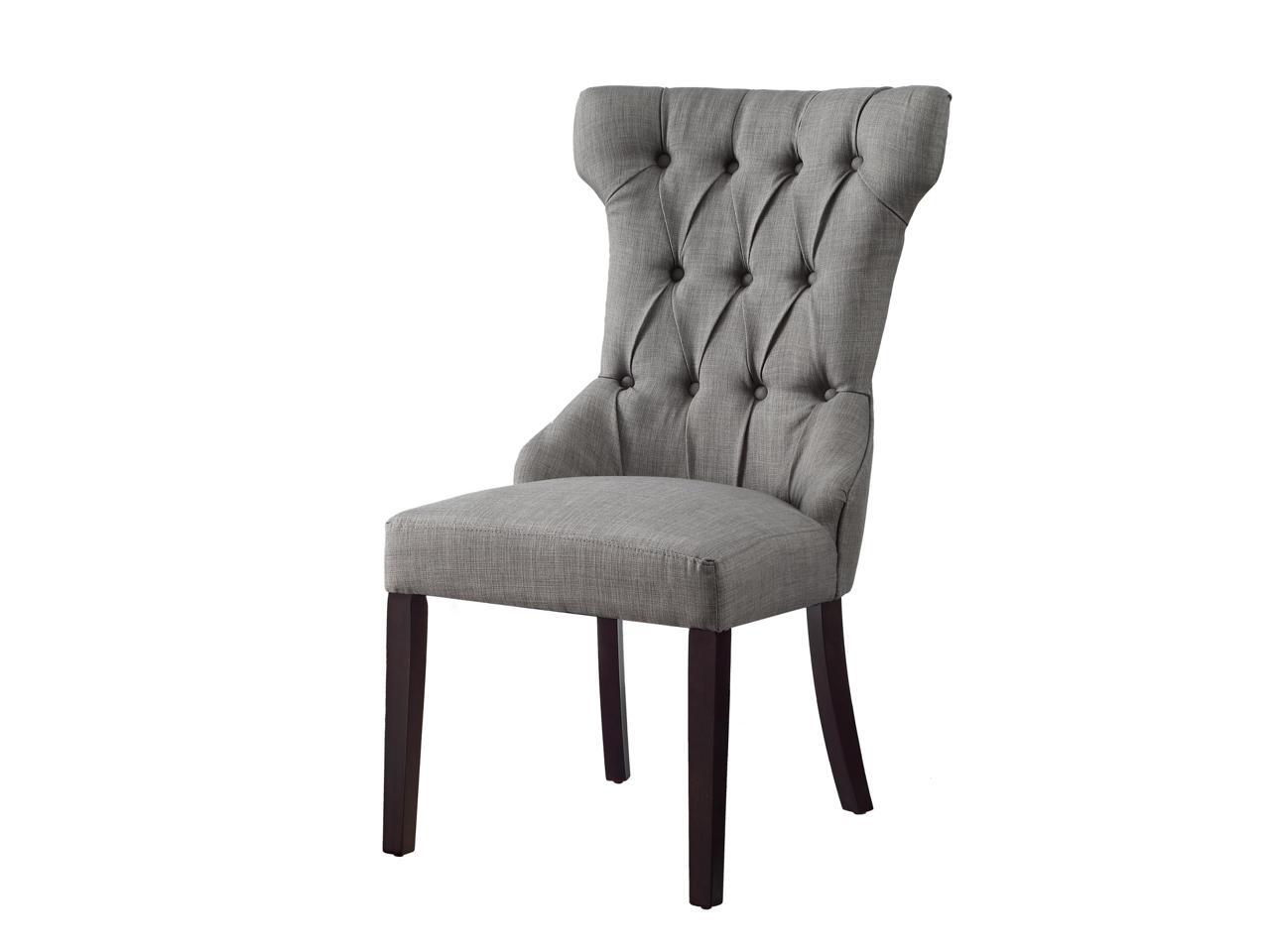 Alyssa Light Grey Linen Dining Chair - Set of 2 | Wingback | Button ...