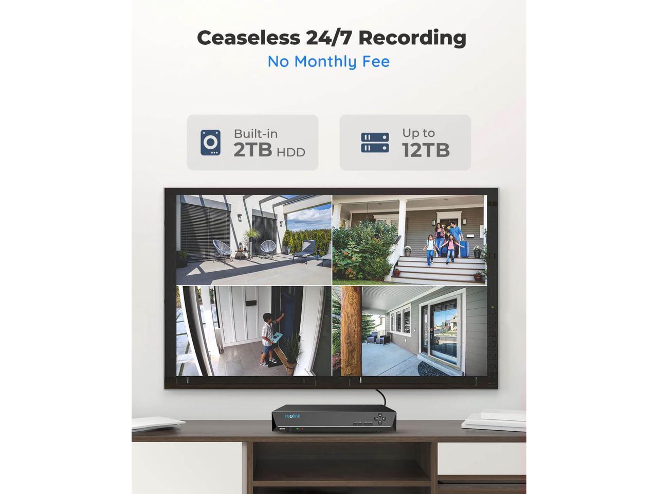 REOLINK 8CH 12MP PoE Security System, 4pcs H.265 12MP Bullet Cameras ...