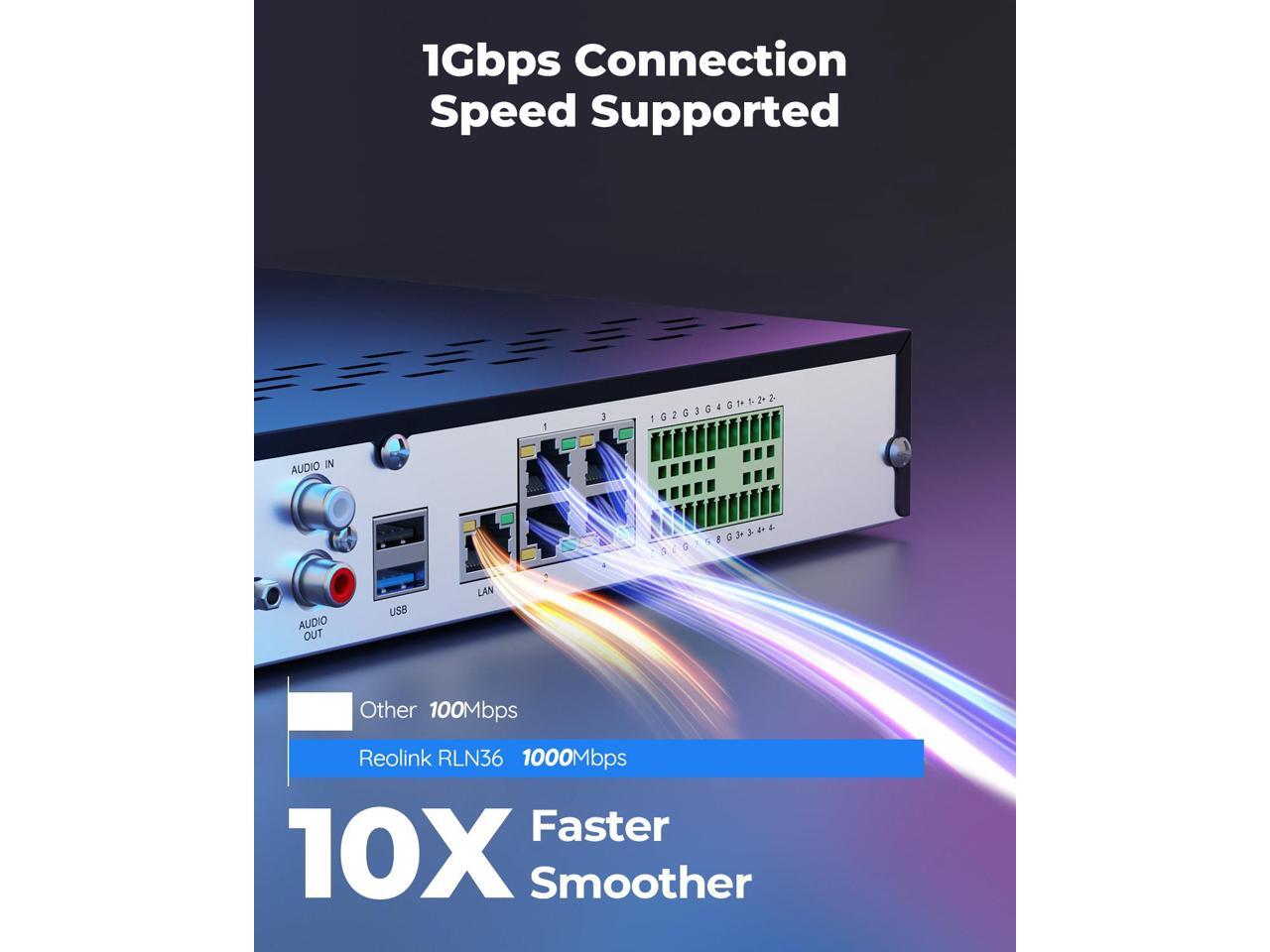 REOLINK 36 Channel 12MP PoE NVR, Capacity Up to 48TB Supports 6K 4K 5MP ...