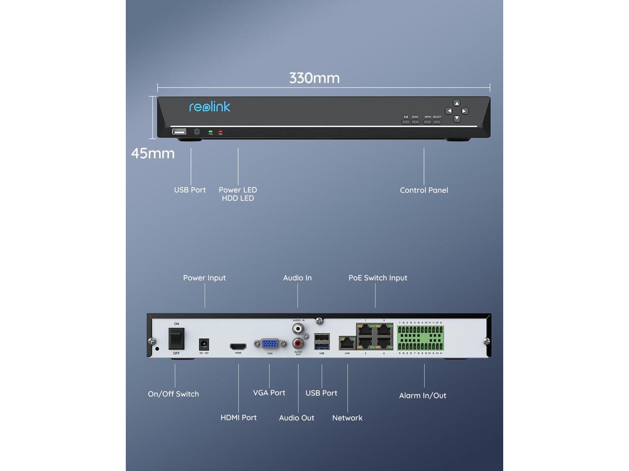 REOLINK 36 Channel 12MP PoE NVR, Capacity Up to 48TB Supports 6K 4K 5MP 4MP PoE/WiFi Cameras ...
