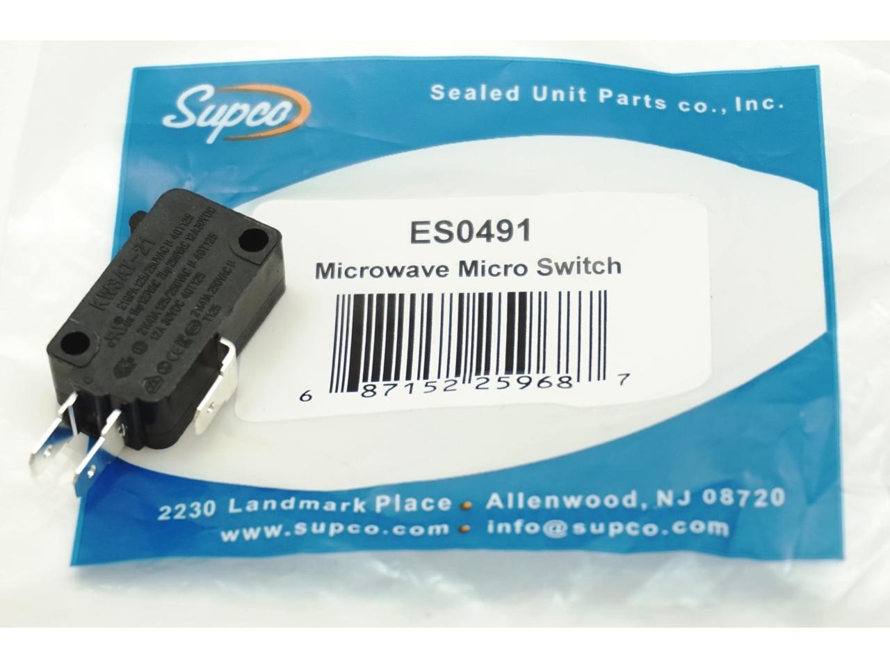 Supco Microwave Universal Door Switch, 3 Wire, 3/16" Terminals, 21 Amp ...