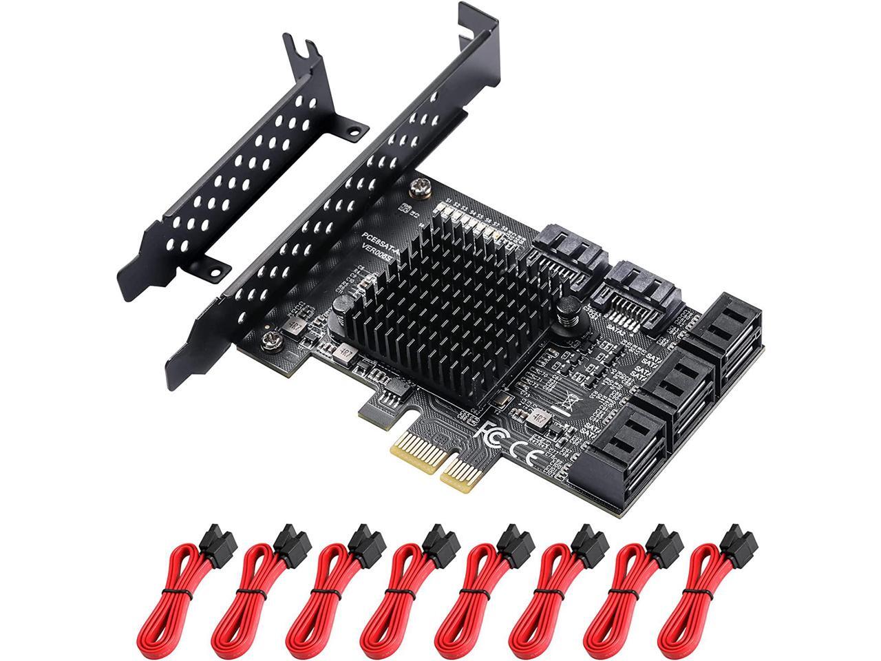 PCIe SATA Card 8 Ports with 8 SATA Cables and Slim Bracket, 6Gbps SATA ...