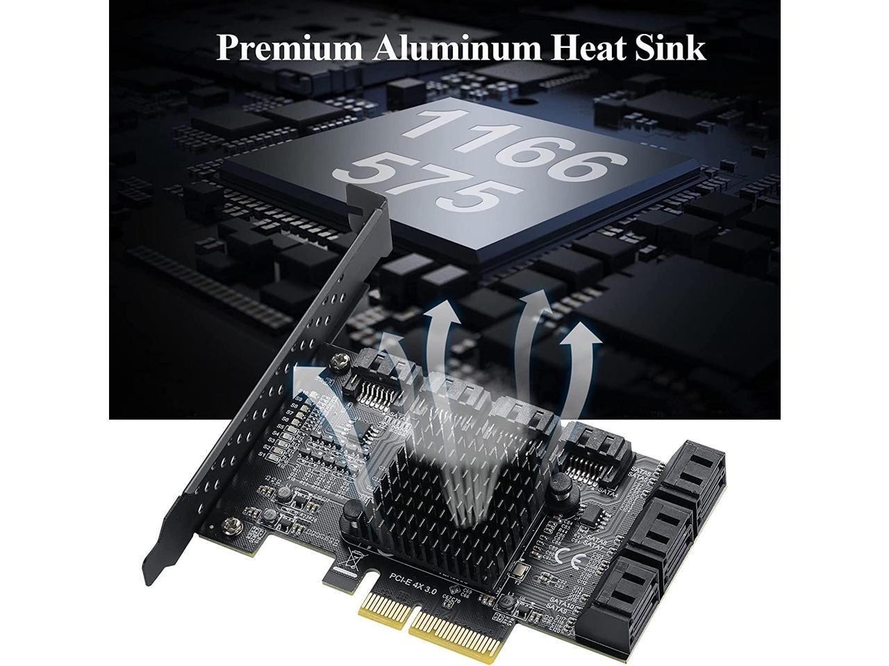 PCIe SATA controller card 10 ports with 10 SATA cables and slim bracket ...