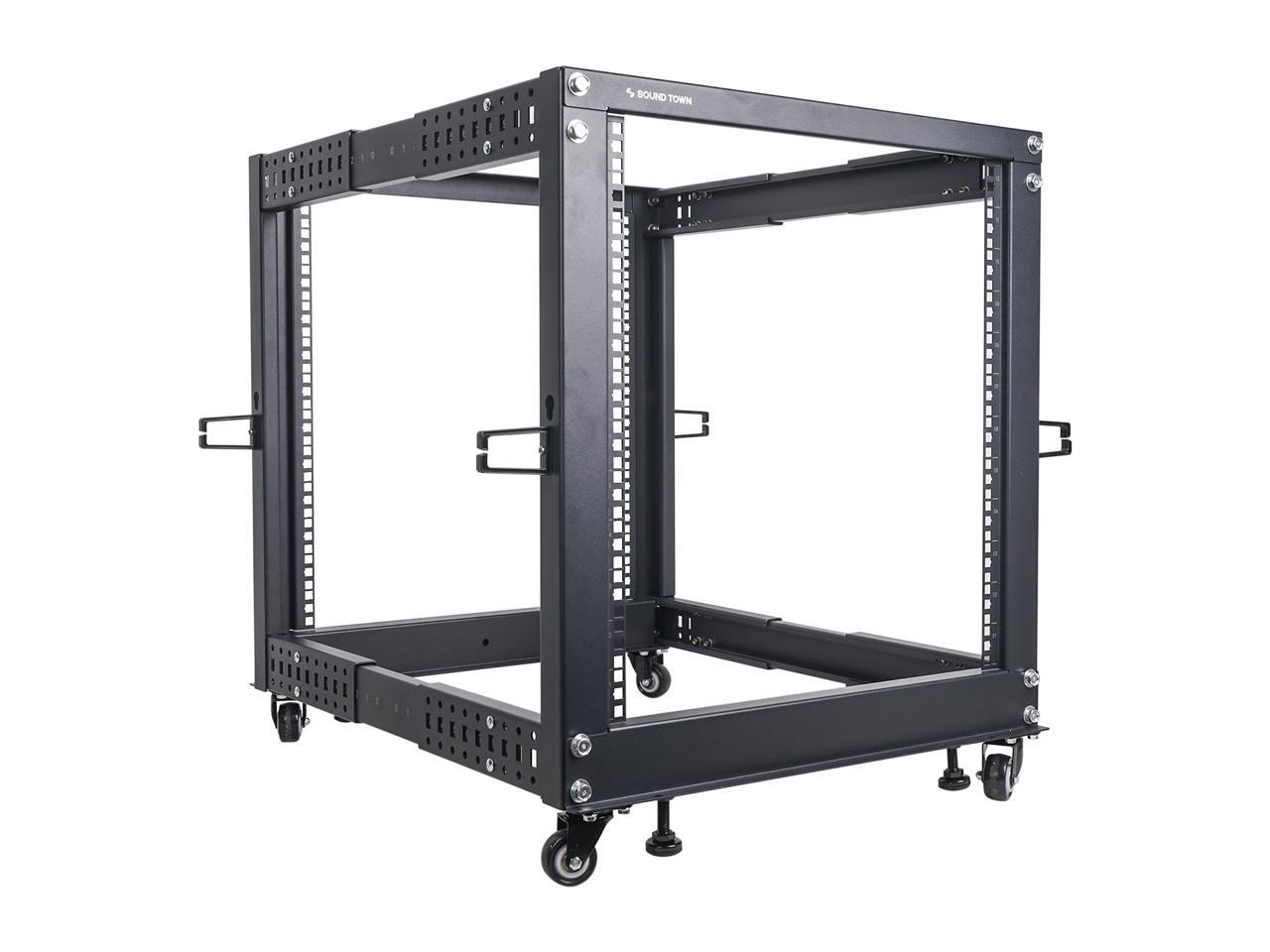 Sound Town 4-Post 12U Open Frame Sever and Network Equipment Rack with ...