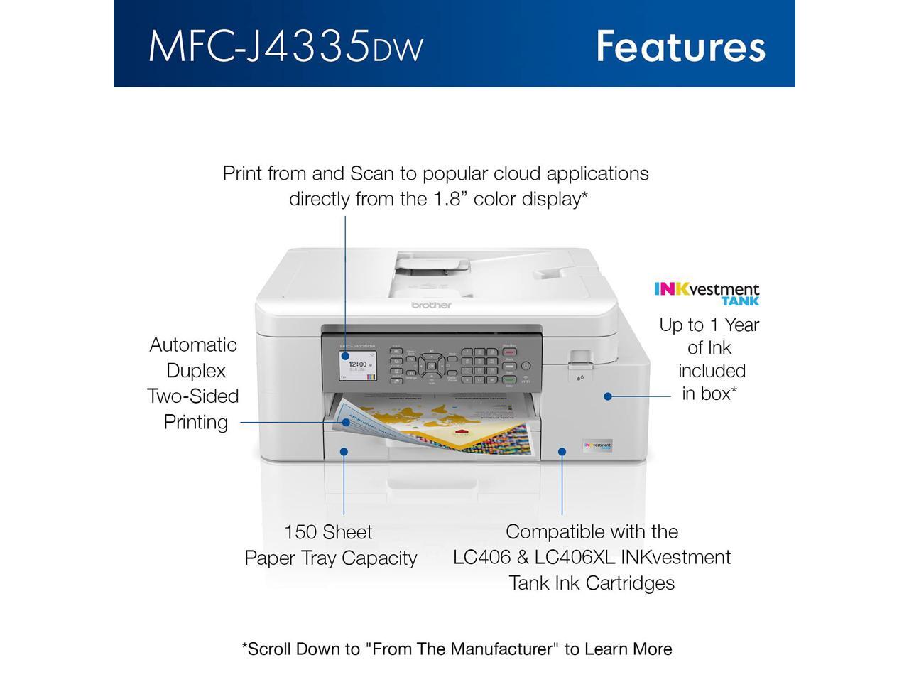 Brother MFCJ4335DW Wireless 802.11 b/g/n InkJet MFC / All-In-One Color ...