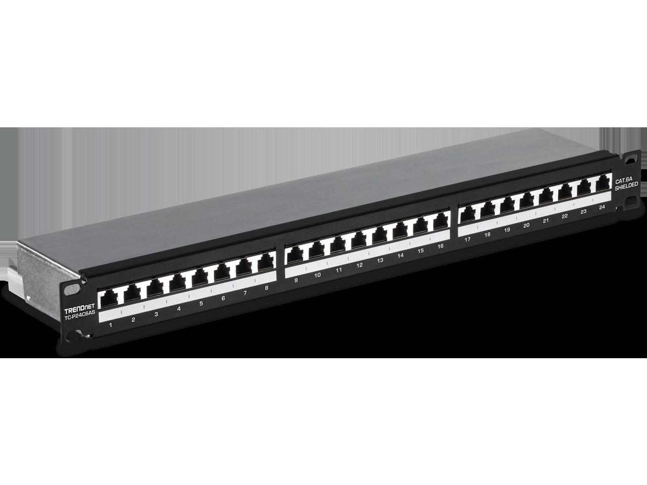 TRENDnet TC-P24C6AS 24-port Cat6A Shielded 1U Patch Panel, 1000BASE-T ...