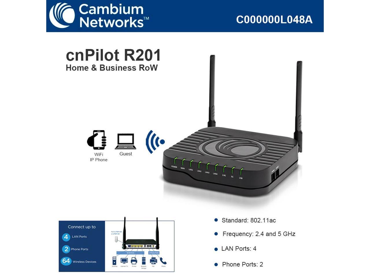 Cambium cnPilot Home & Business R201 Gigabit WLAN Router 802.11ac Dual ...