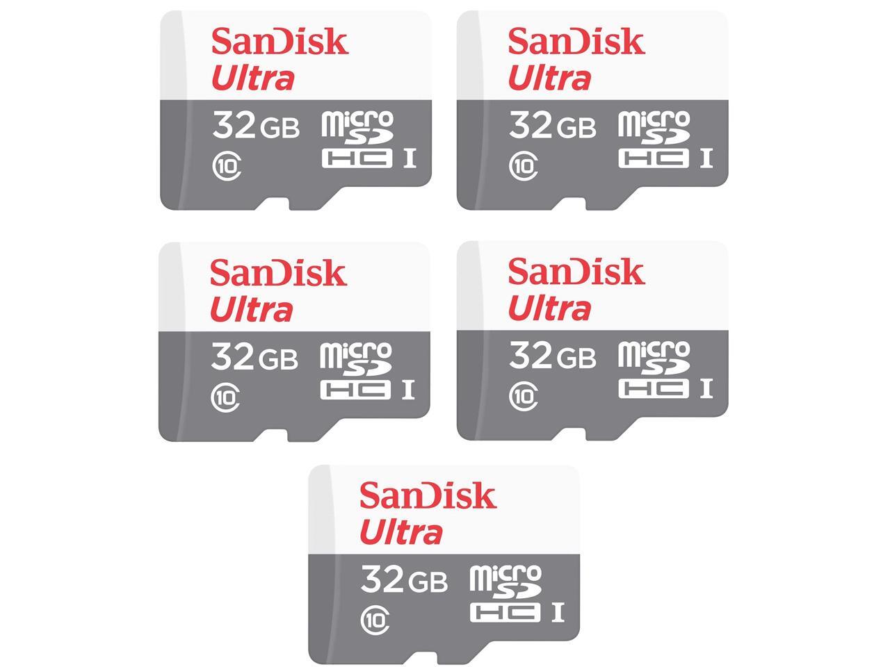 SanDisk Kit of Qty 5 x SanDisk Ultra 32GB microSDHC SDSQUNR-032G-GN3MN ...