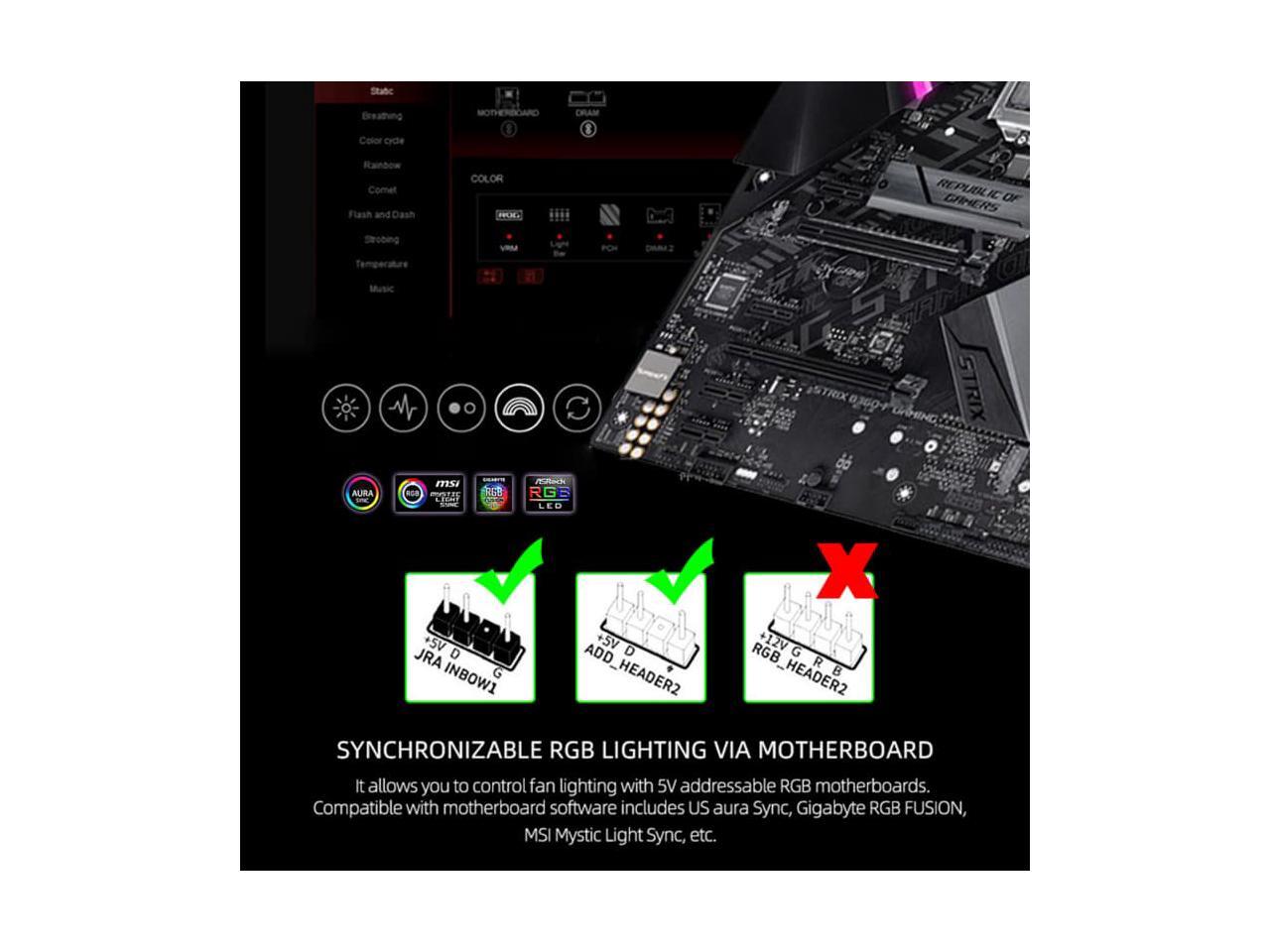 COOLMOON 4.724 in PWM ARGB PC Case Fan Quiet 4 Pin Addressable RGB ...