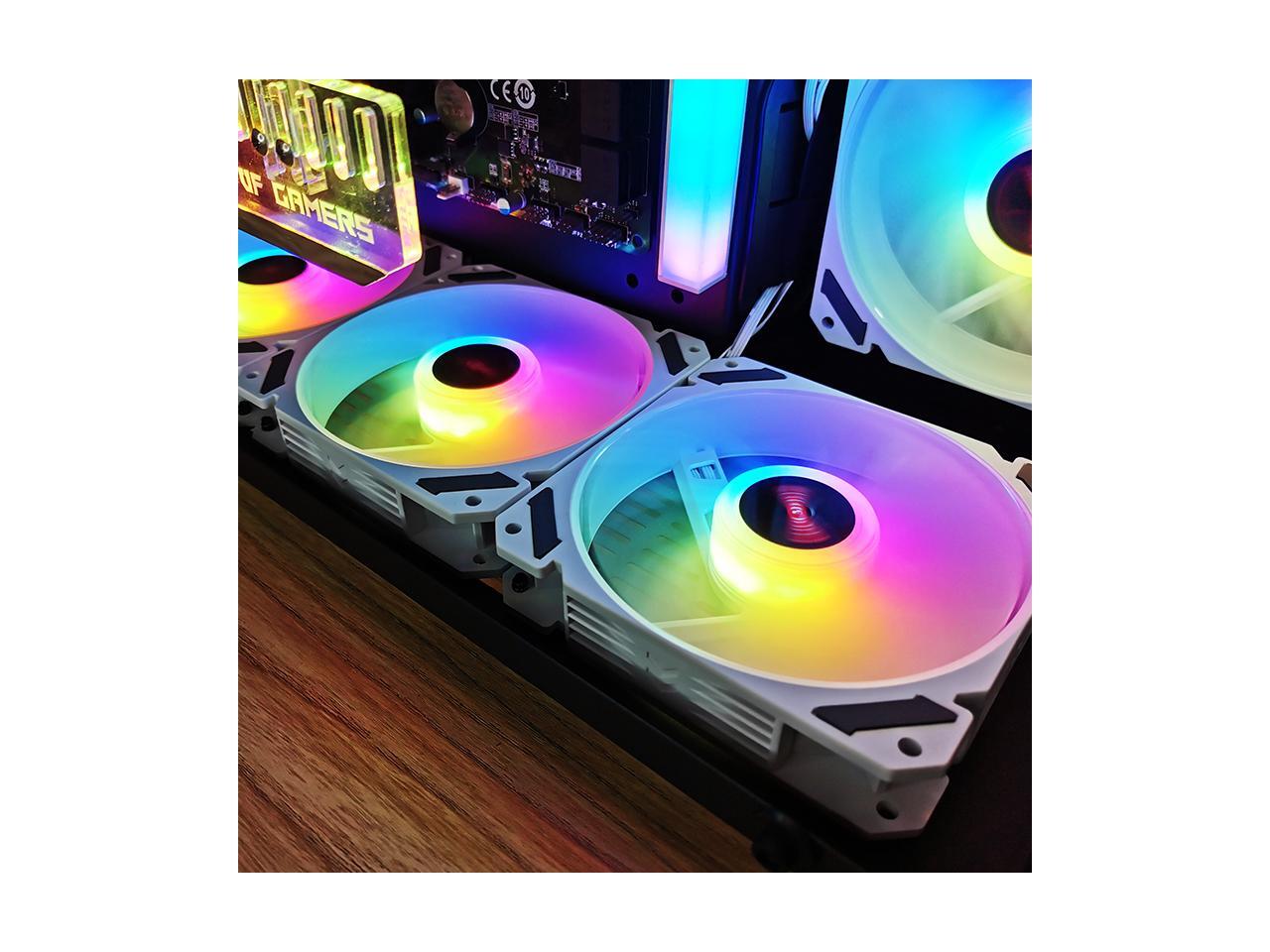 COOLMOON 4.724 in PWM ARGB PC Case Fan Quiet 4 Pin Addressable RGB ...