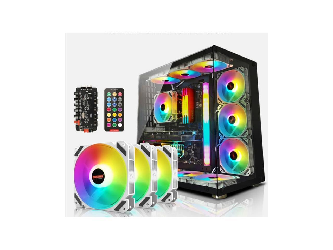 COOLMOON 4.724 in PWM ARGB PC Case Fan Quiet 4 Pin Addressable RGB ...