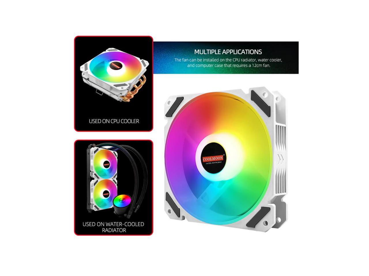 COOLMOON 4.724 in PWM ARGB PC Case Fan Quiet 4 Pin Addressable RGB ...