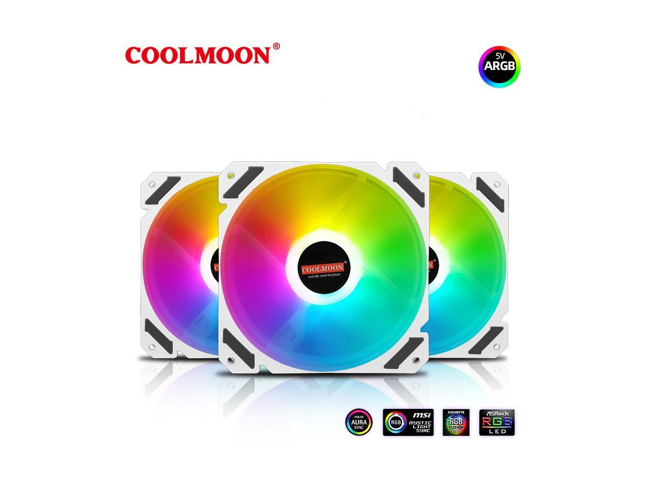 COOLMOON 4.724 in PWM ARGB PC Case Fan Quiet 4 Pin Addressable RGB ...