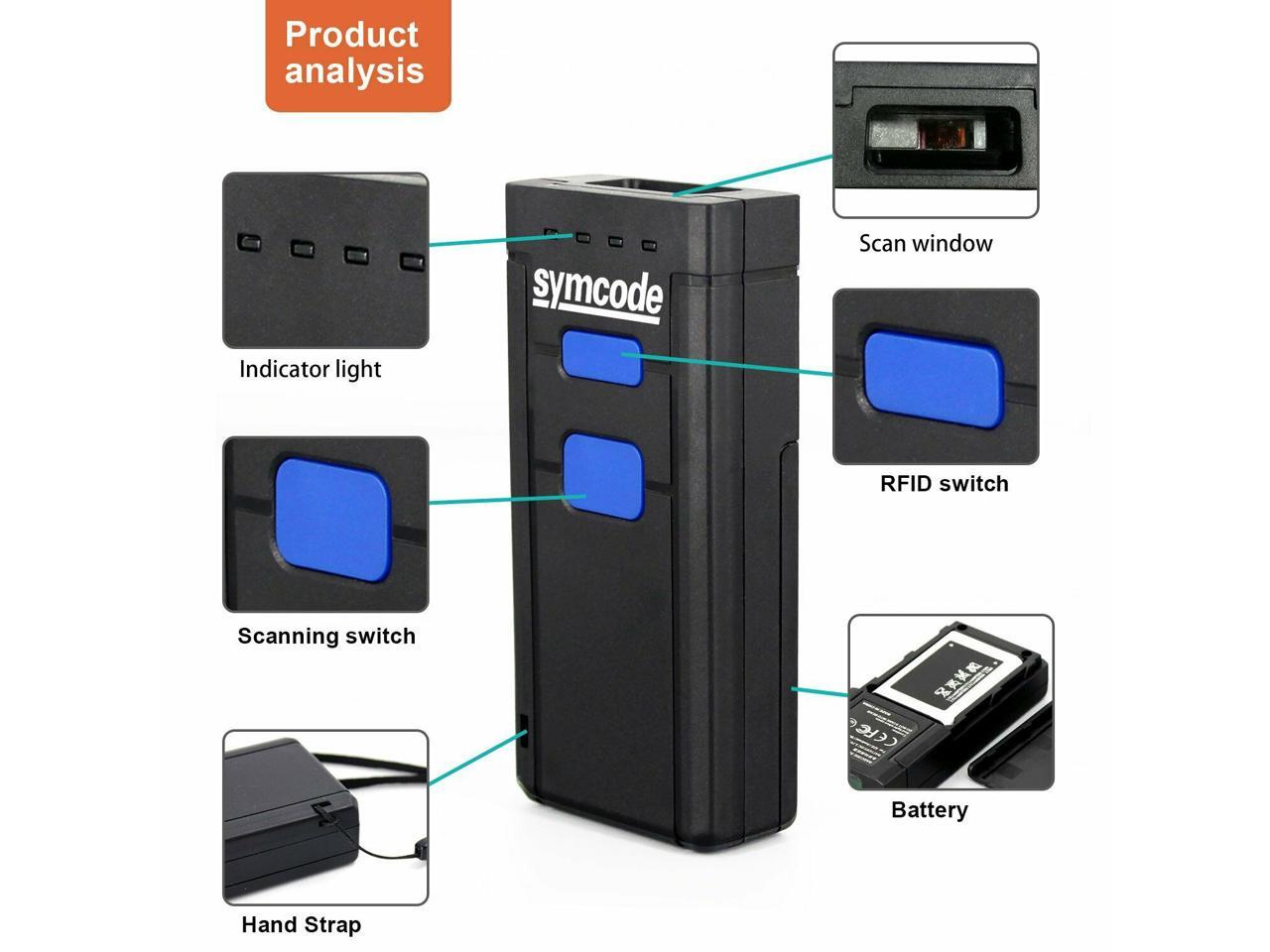Symcode Bluetooth Wireless 1D Barcode Scanner 1D Barcode Reader Support ...