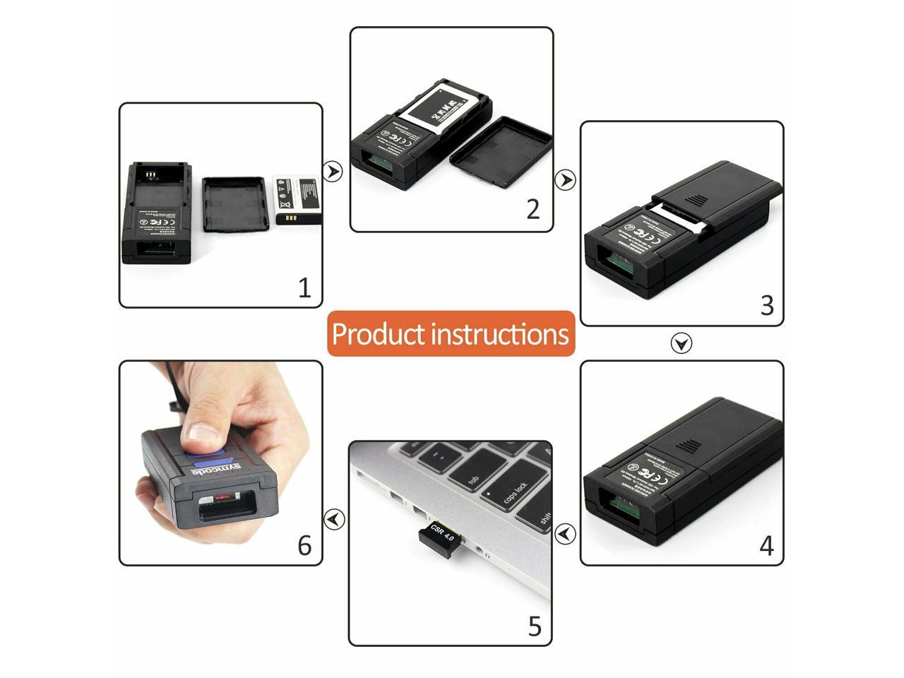 Symcode Bluetooth Wireless 2D QR 1D Barcode Scanner 2D Barcode Reader ...
