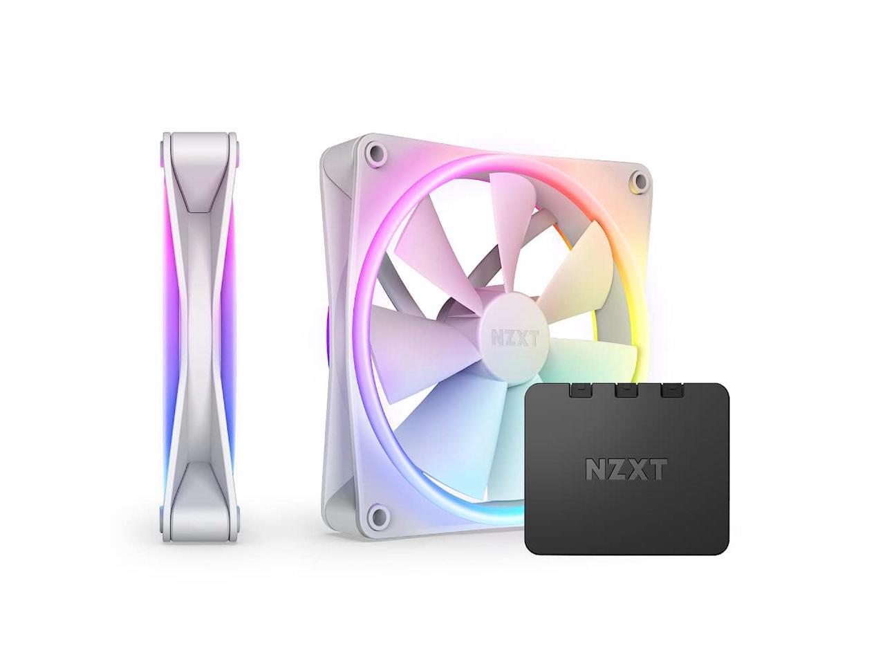NZXT F140RGB Duo - 140mm Dual-sided RGB Fan - Twin Pack (White) w/RGB ...