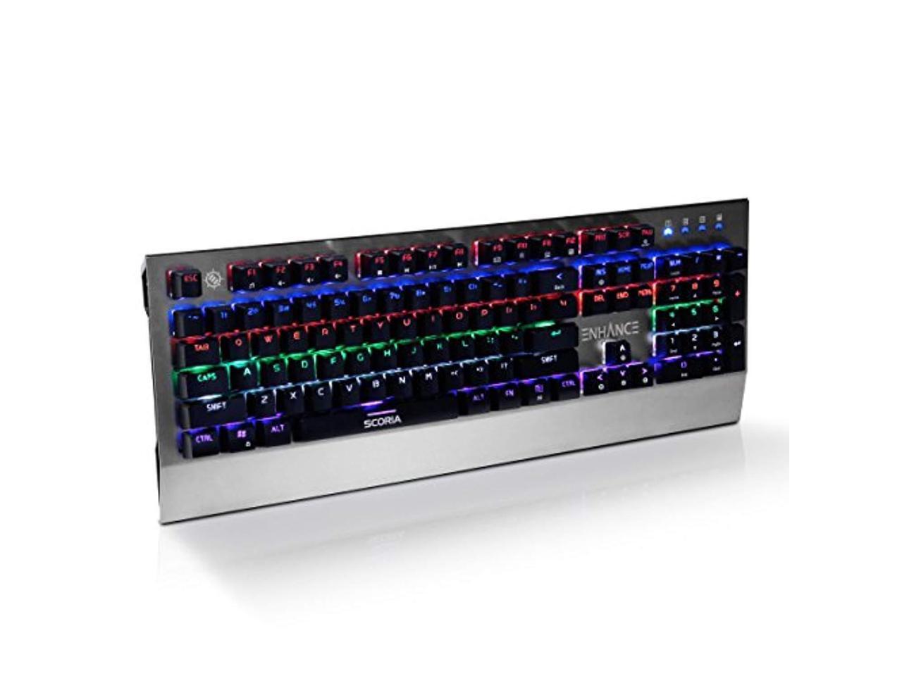 enhance led mechanical gaming keyboard red switches 104 backlit keys ...