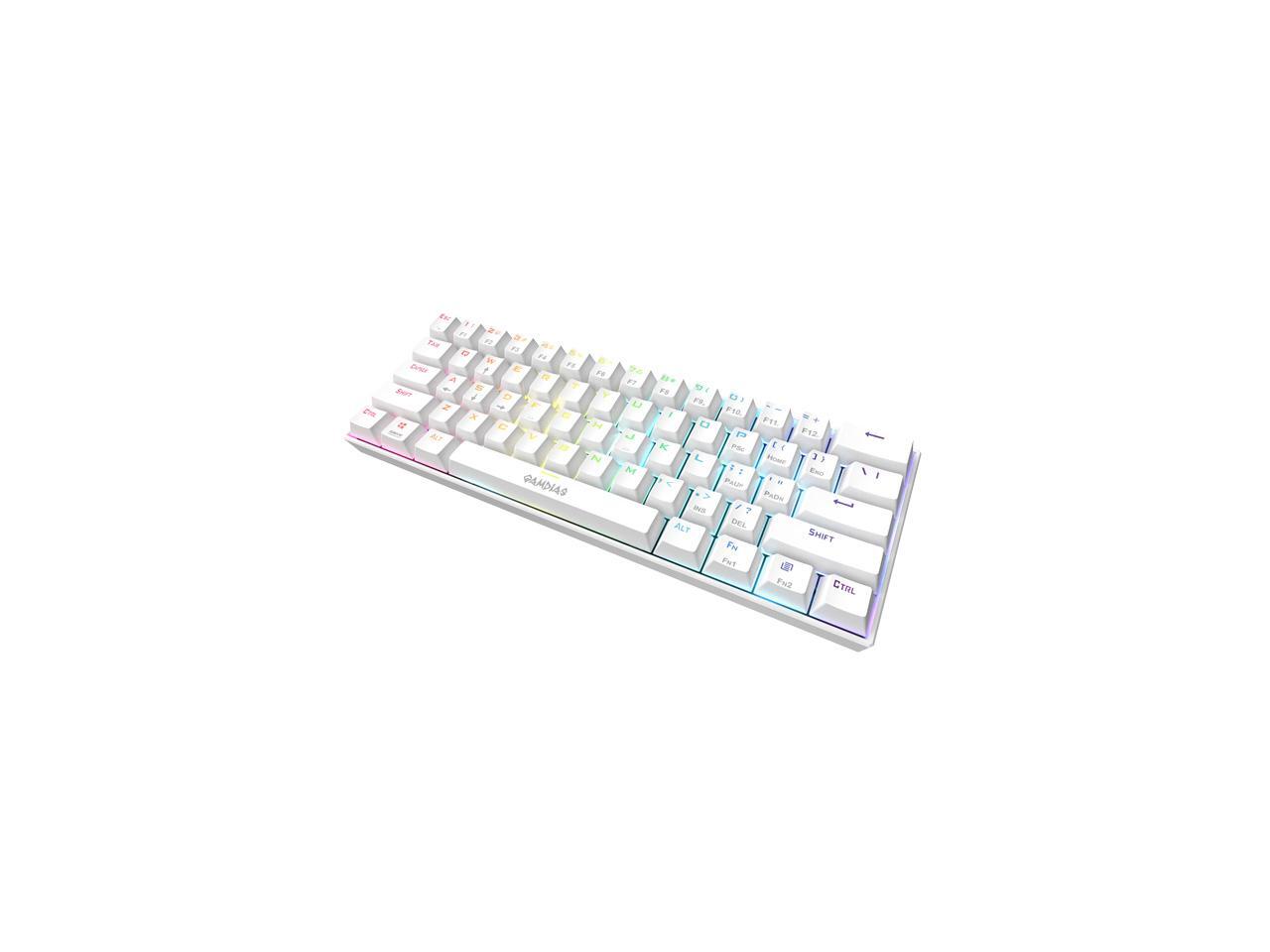 GAMDIAS 60% Mechanical Keyboard (White) RED switches, USB type-C cable ...