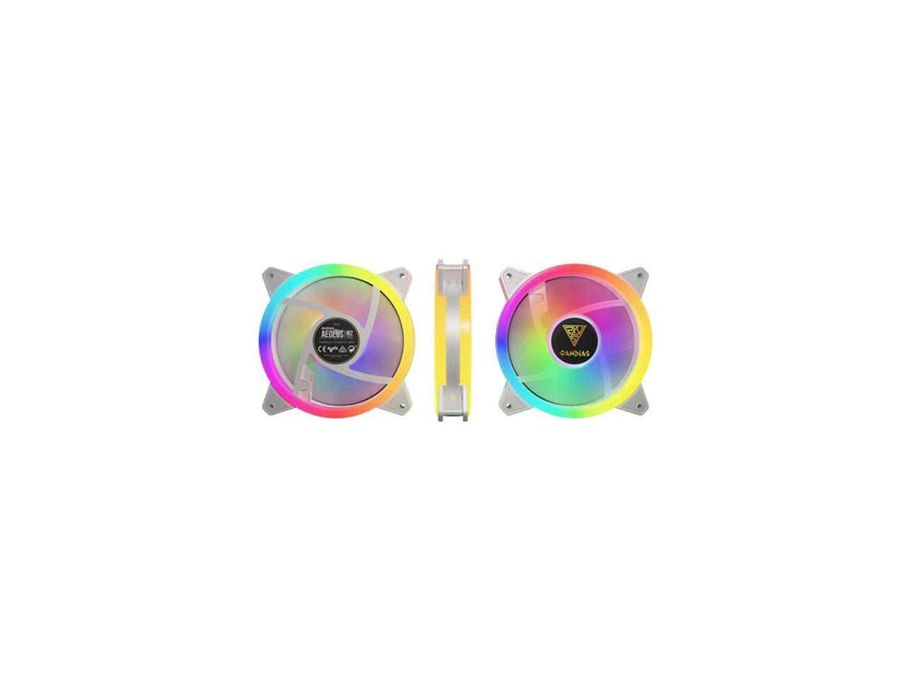 GAMDIAS AEOLUS M2-1204R 120MM RGB Fans WHITE, 4 in 1 Fan Pack with ...