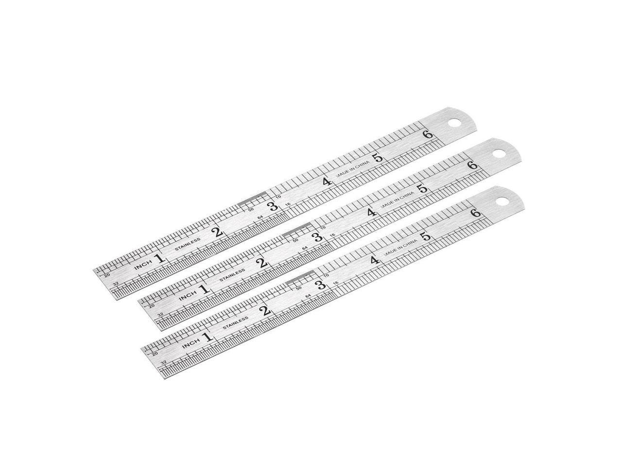 3 Pcs Steel Ruler, 6 inch Ruler, Metal Ruler, Ruler, Ruler Inches and ...