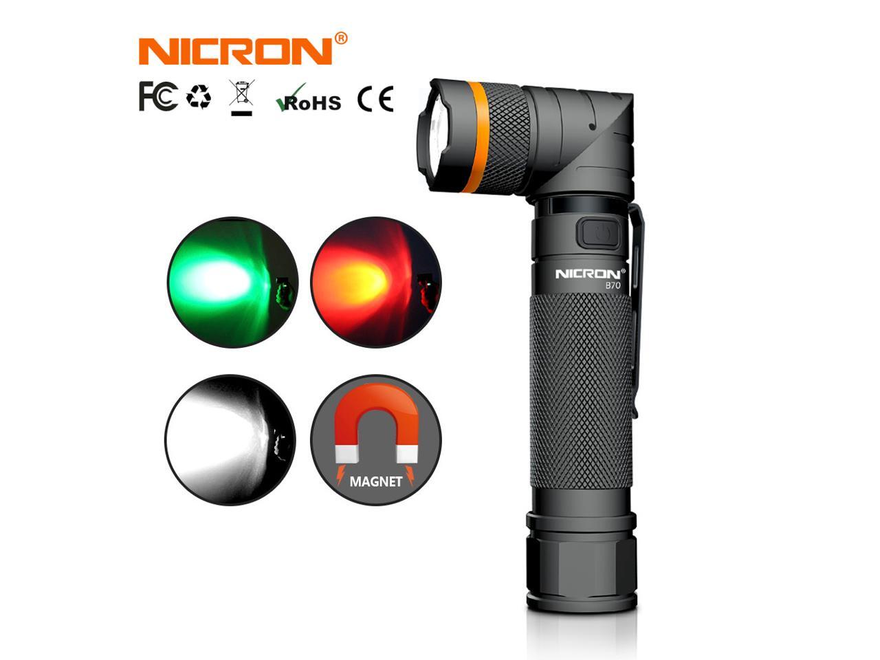 NICRON Magnet 90 Degree Rechargeable LED Flashlight Handfree Ultra High ...