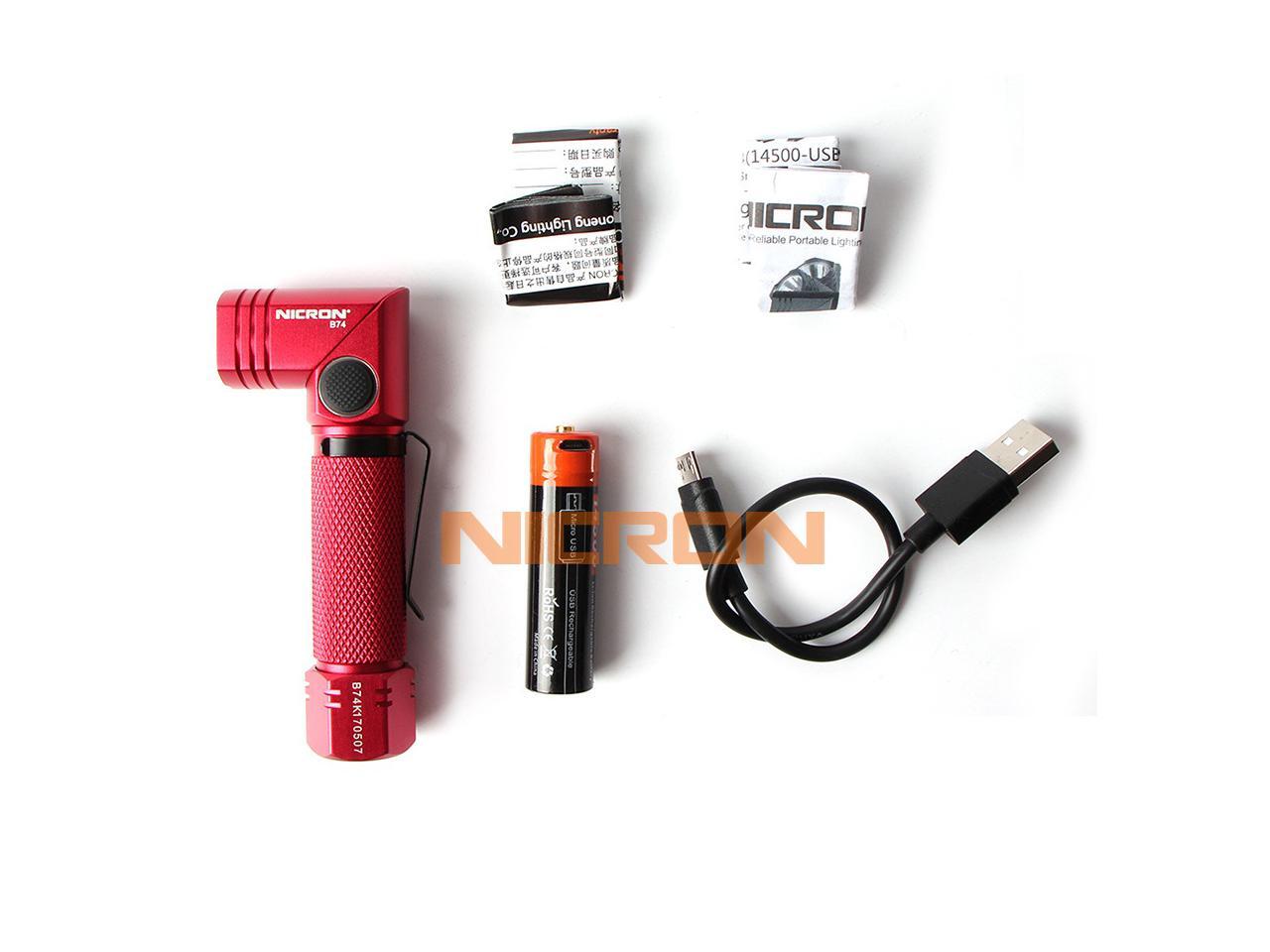 NICRON Rechargeable Led Flashlight Handfree Dual Fuel 90 Degree Twist ...