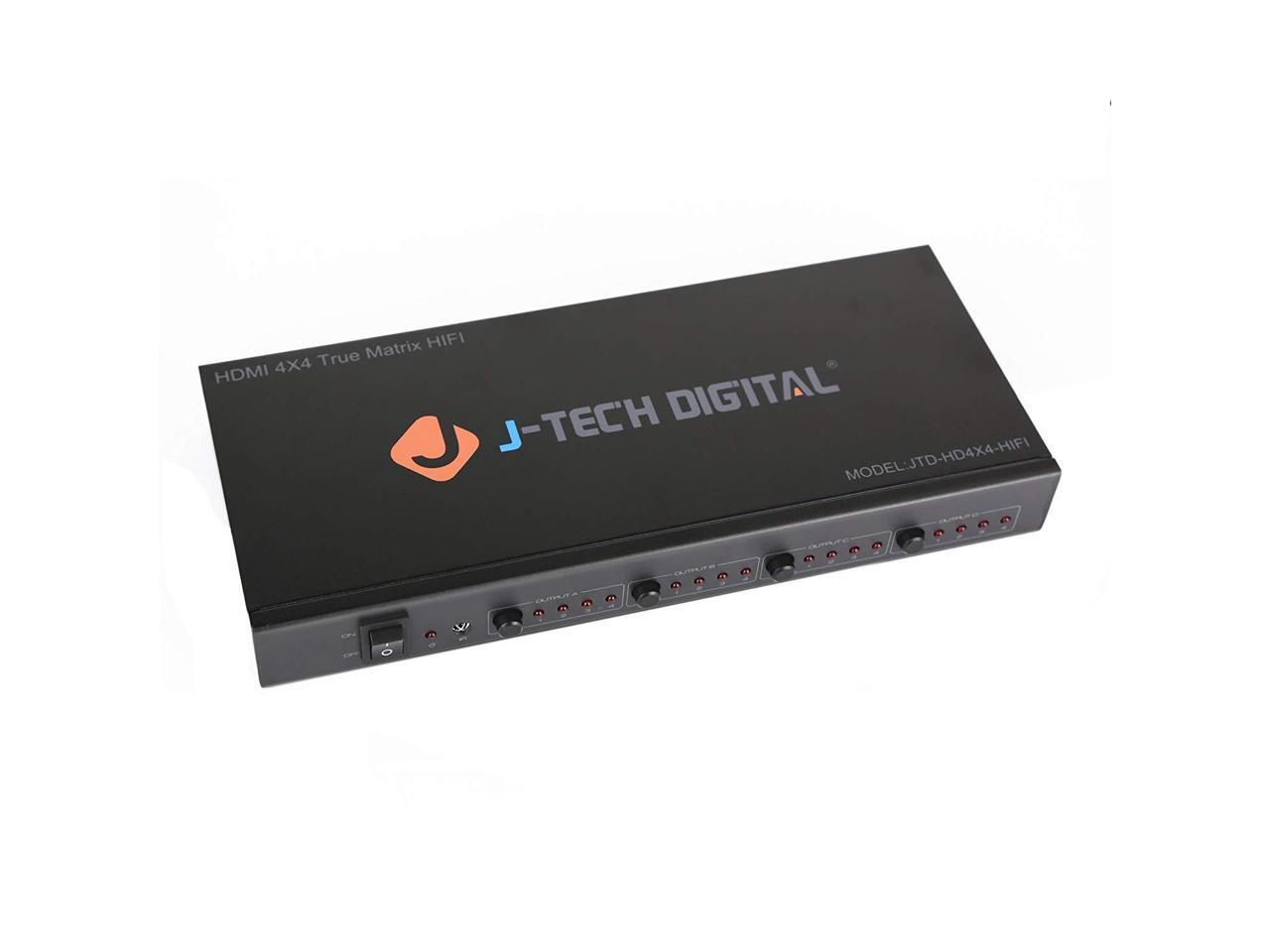 J-Tech Digital ProAV Ultra HD 4K HDMI Matrix 4X4 Switcher 4 Ports Inputs and 4 Port Outputs ...