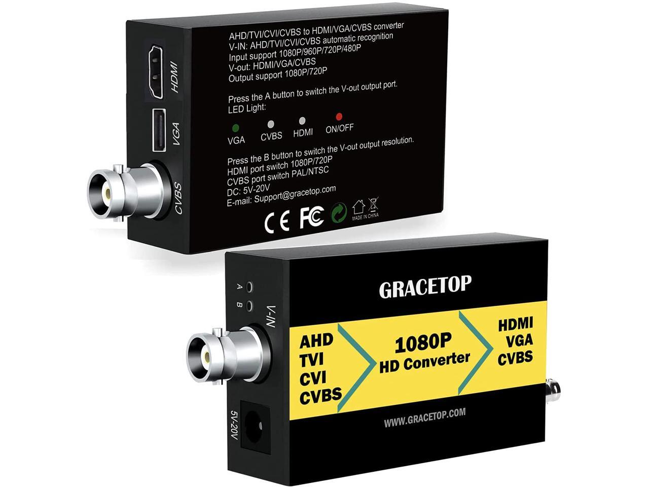 AHD to HDMI Video Converter, 4-in-1 Composite CVBS TVI CVI AHD to HDMI ...