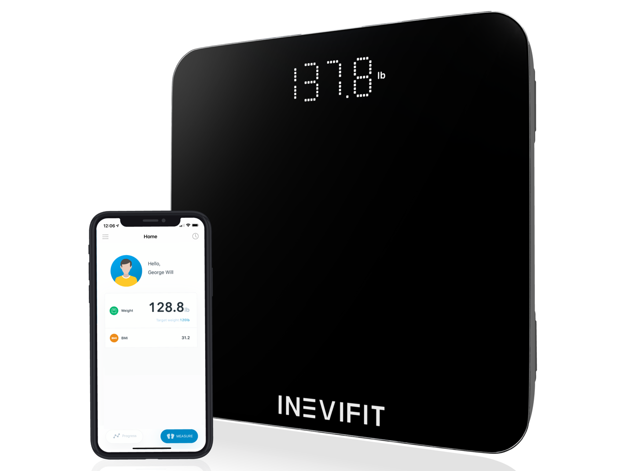 INEVIFIT Smart Premium Bathroom Scale with Bluetooth and Free Tracking ...