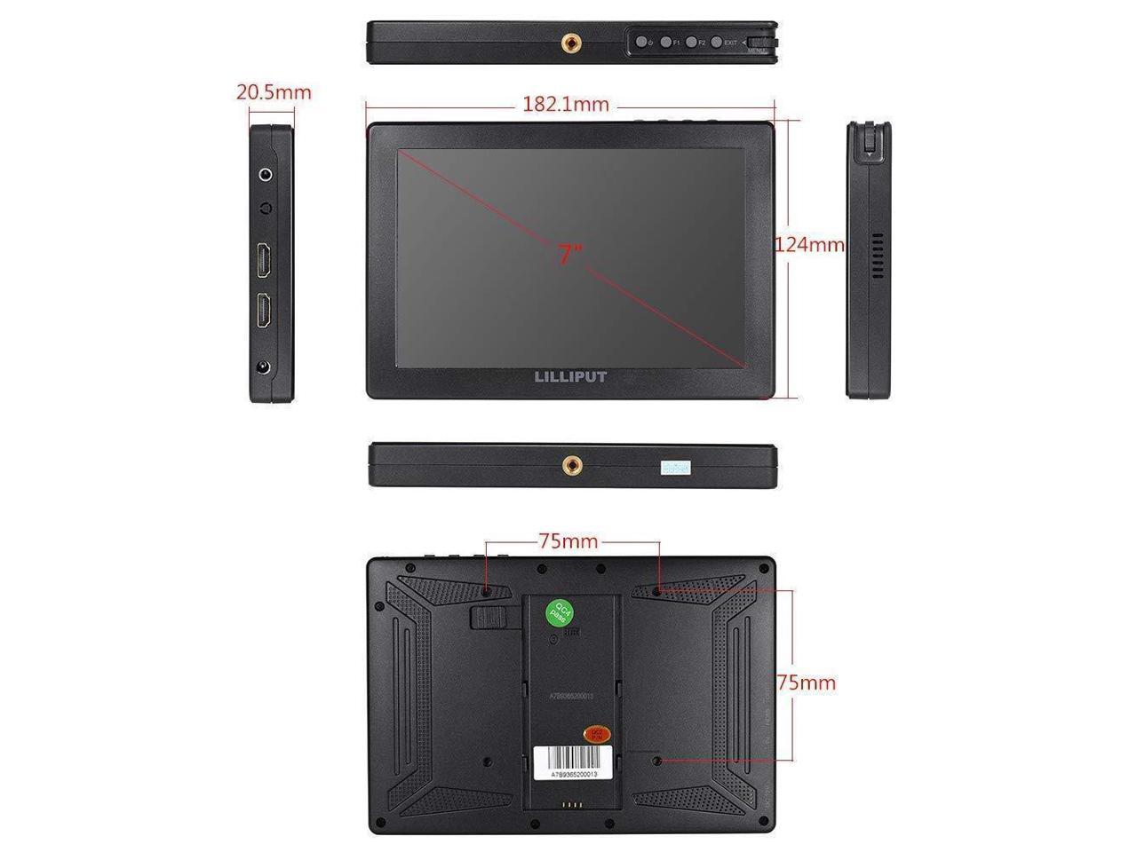 Lilliput A7S 7" 1920x1200 IPS Screen Camera Field Monitor 4K 1.4 HDMI ...