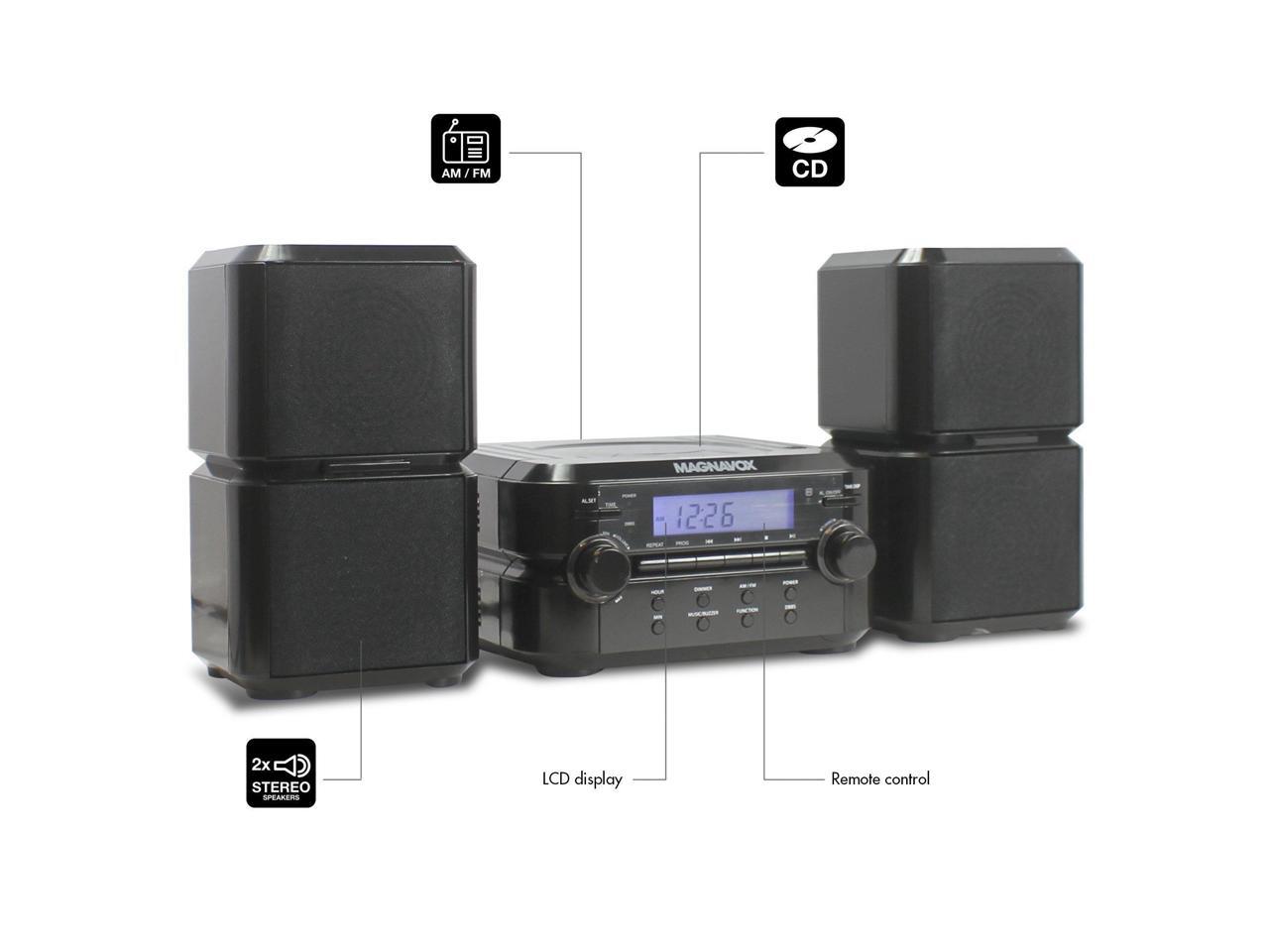 Magnavox Mm435 Black 3Pc Cd Shelf Stereo System Am Fm Radio - Newegg.com