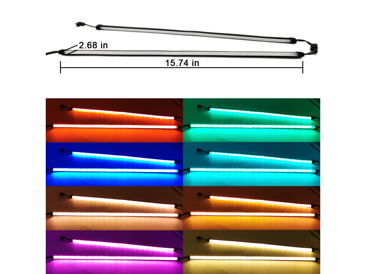 NEON RGB LED Strip for PC, 2 x 15.7inch RGB LED Strip for 12V 4-Pin RGB ...