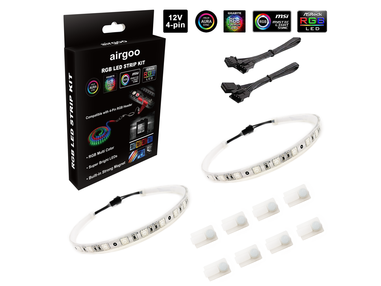 Airgoo PC RGB LED Strip Light, Easy Install with Strong Magnetic Clips ...