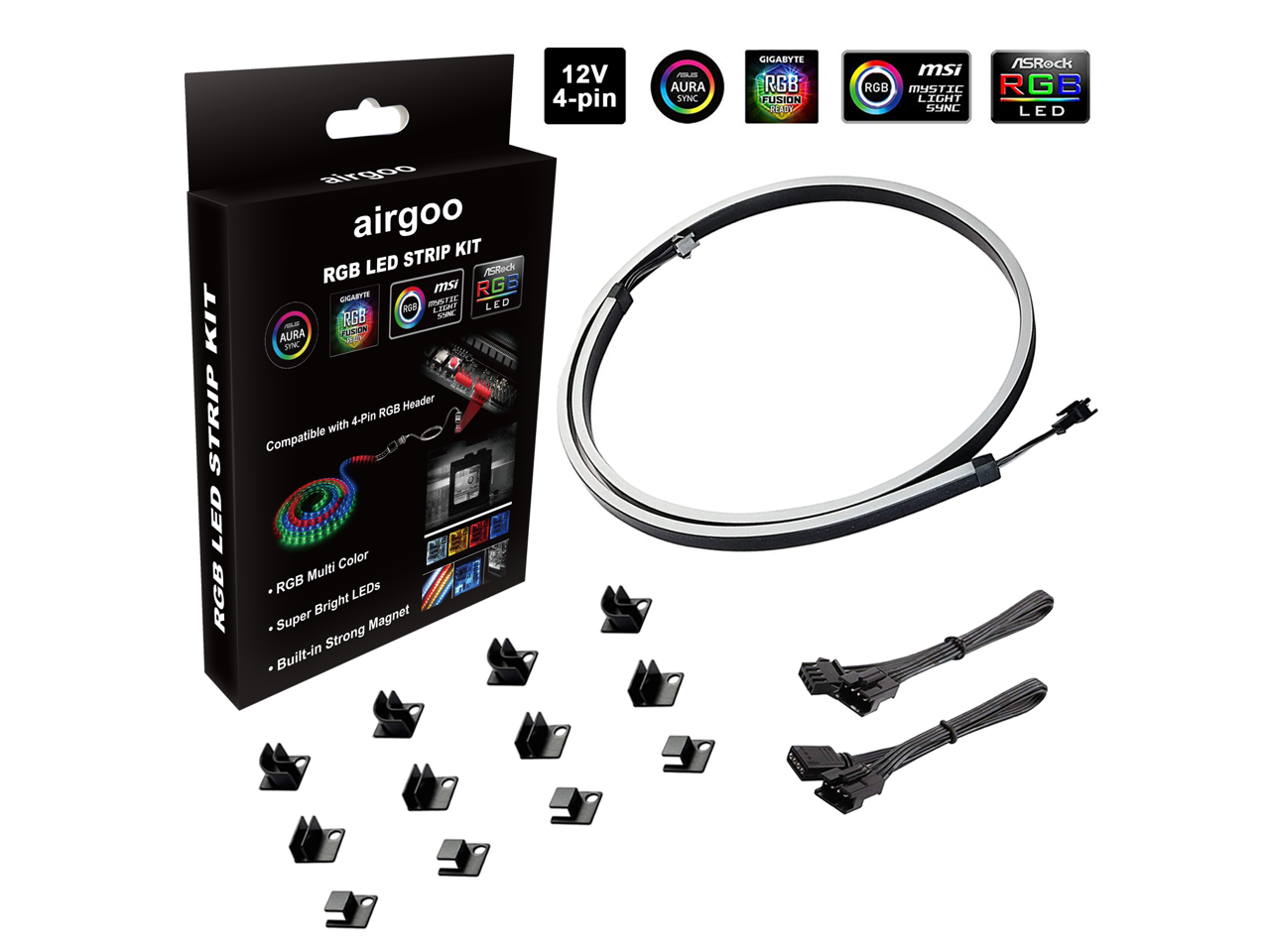 Airgoo NEON RGB LED Strip for PC, 1 x 31.5 inch RGB LED Strip for 12V 4 ...