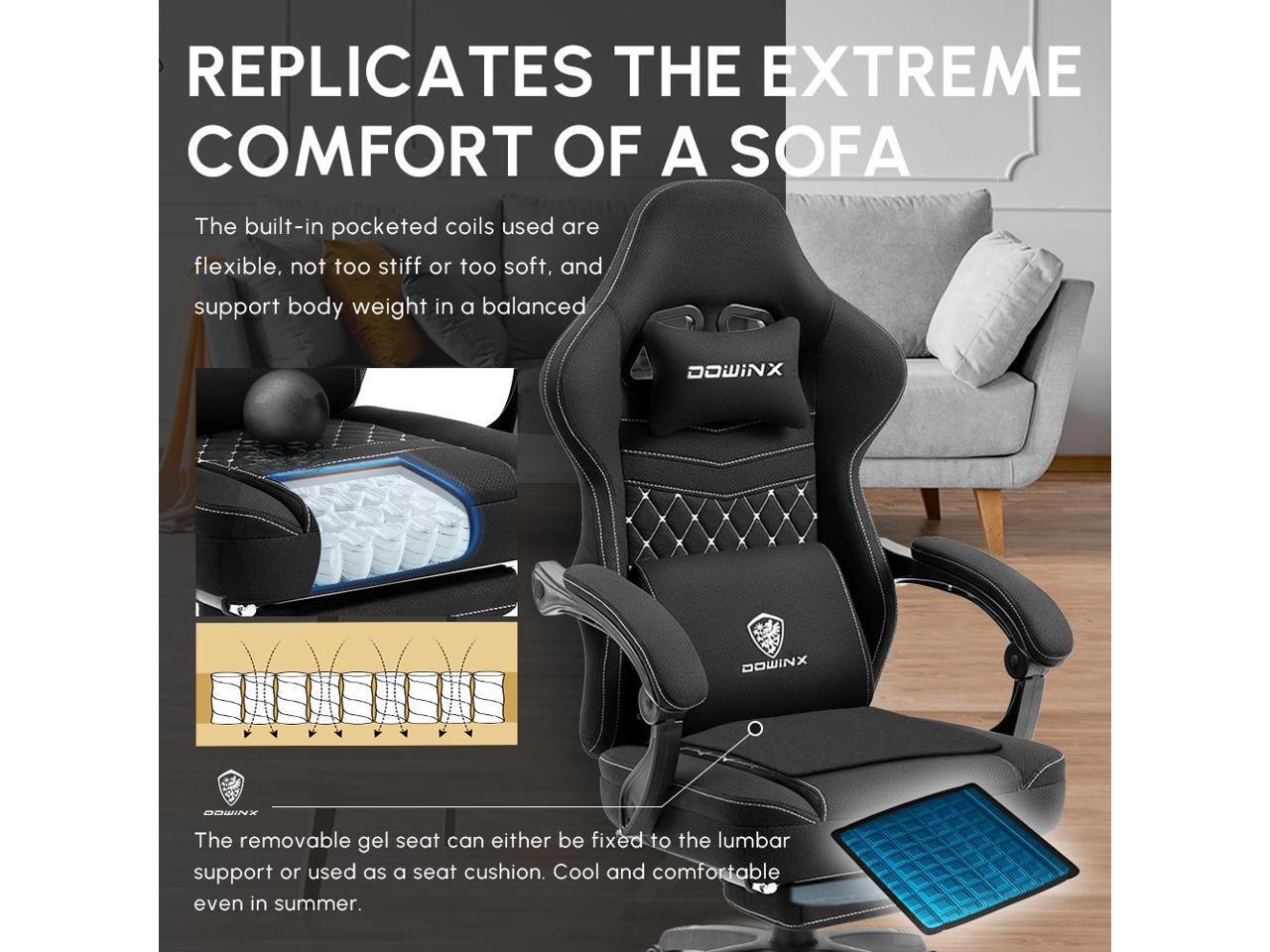 Dowinx Gaming Chair with Pocket Spring Cushion, Breathable Fabric Computer Chair with Gel Pad ...