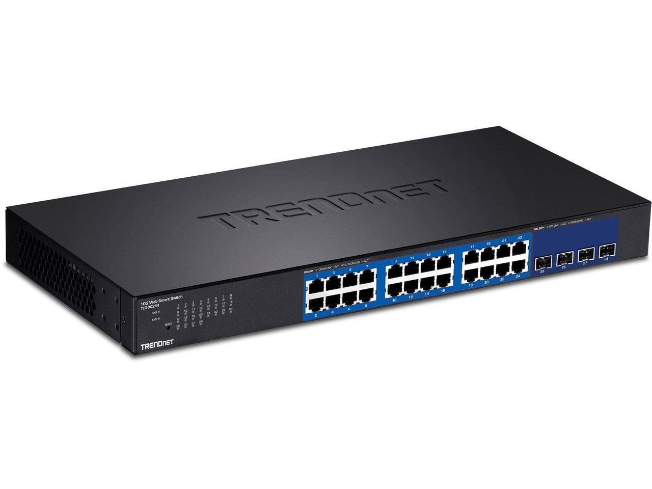 TRENDnet 28-Port Web Smart Switch with 24 x Gigabit Ports and 4 x 10G ...
