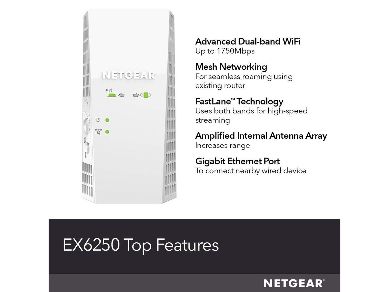 NETGEAR WiFi Mesh Range Extender EX6250 - Coverage up to 2000 sq.ft. and 32 devices with AC1750 ...